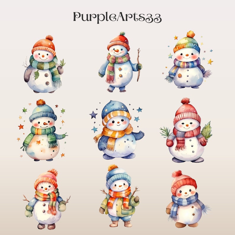 Snowman Clipart PNG Snowman Christmas Clipart Winter Gifts Art - Etsy