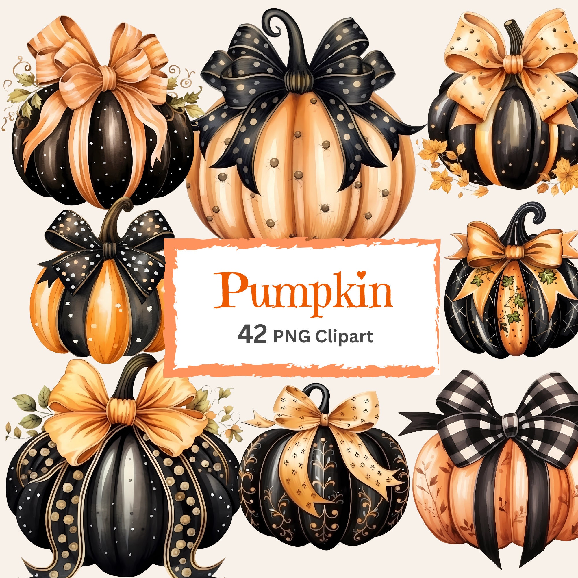 Pumpkin Watercolor Clipart PNG Halloween Pumpkin Clipart Art - Etsy