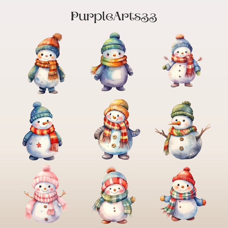 Snowman Clipart PNG Snowman Christmas Clipart Winter Gifts Art - Etsy