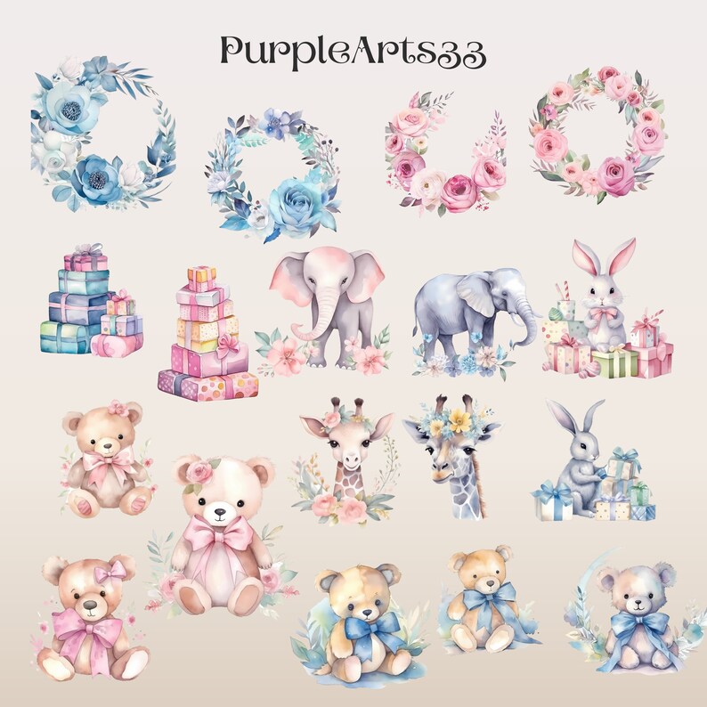 Baby Shower Bundle PNG Watercolor Clipart Newborn Baby Nursery - Etsy