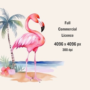 Flamingo PNG Clipart Bundle Tropical Birds With Floral Fruits ...