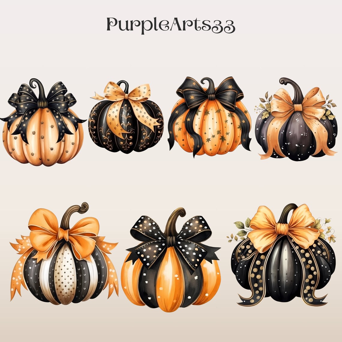 Pumpkin Watercolor Clipart PNG Halloween Pumpkin Clipart Art - Etsy