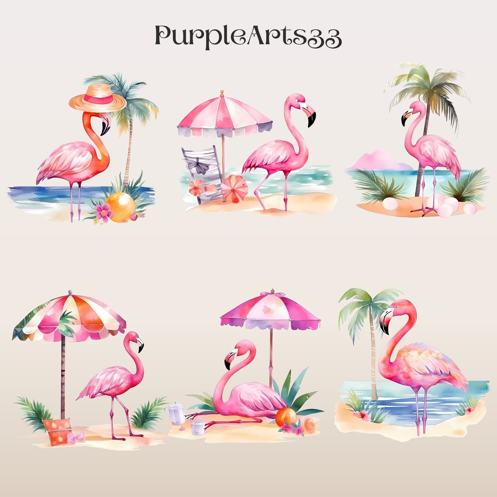 Flamingo PNG Clipart Bundle Tropical Birds With Floral Fruits ...