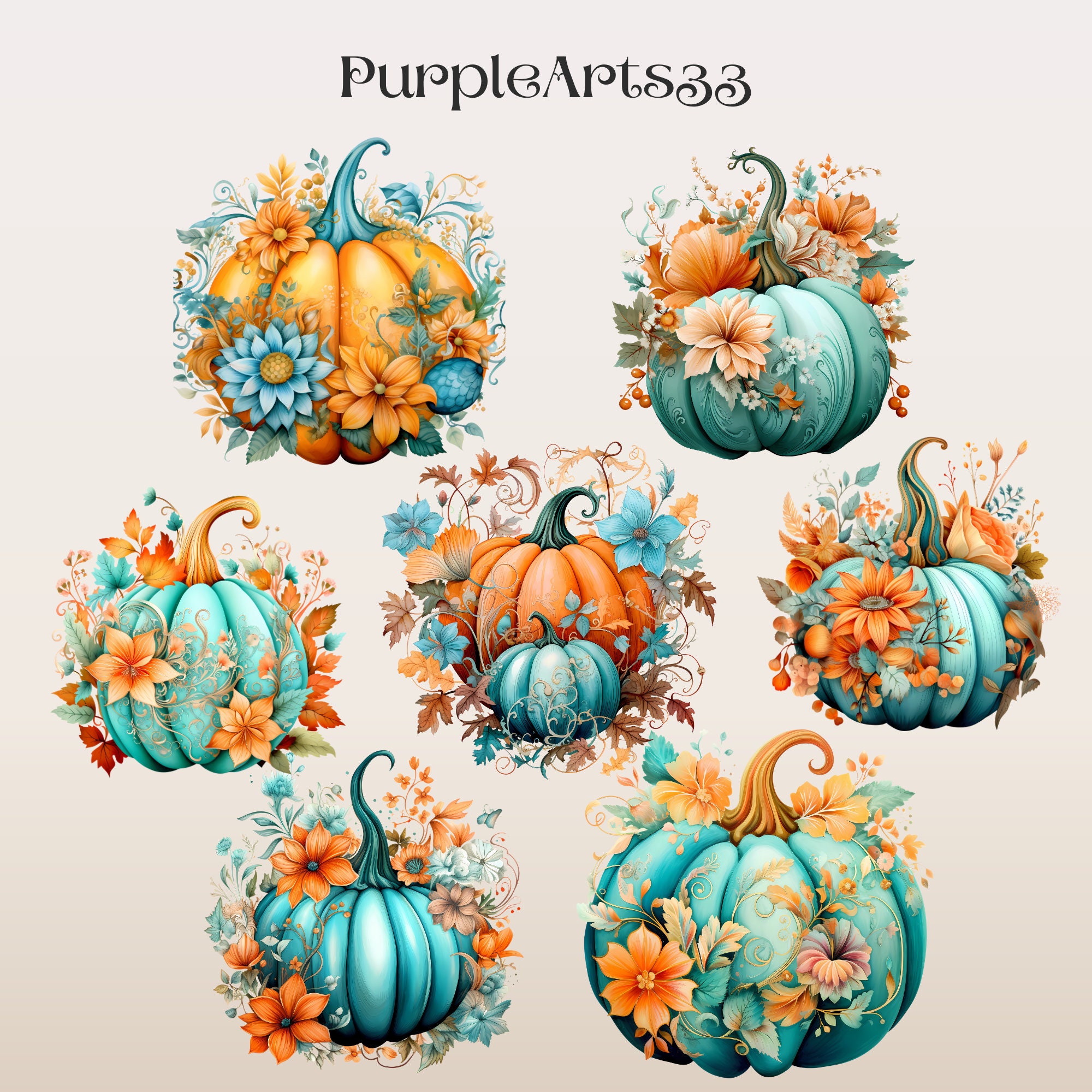 Pumpkin Autumn Watercolor Clipart PNG Halloween Pumpkin Clipart Art ...