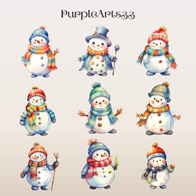 Snowman Clipart PNG Snowman Christmas Clipart Winter Gifts Art - Etsy