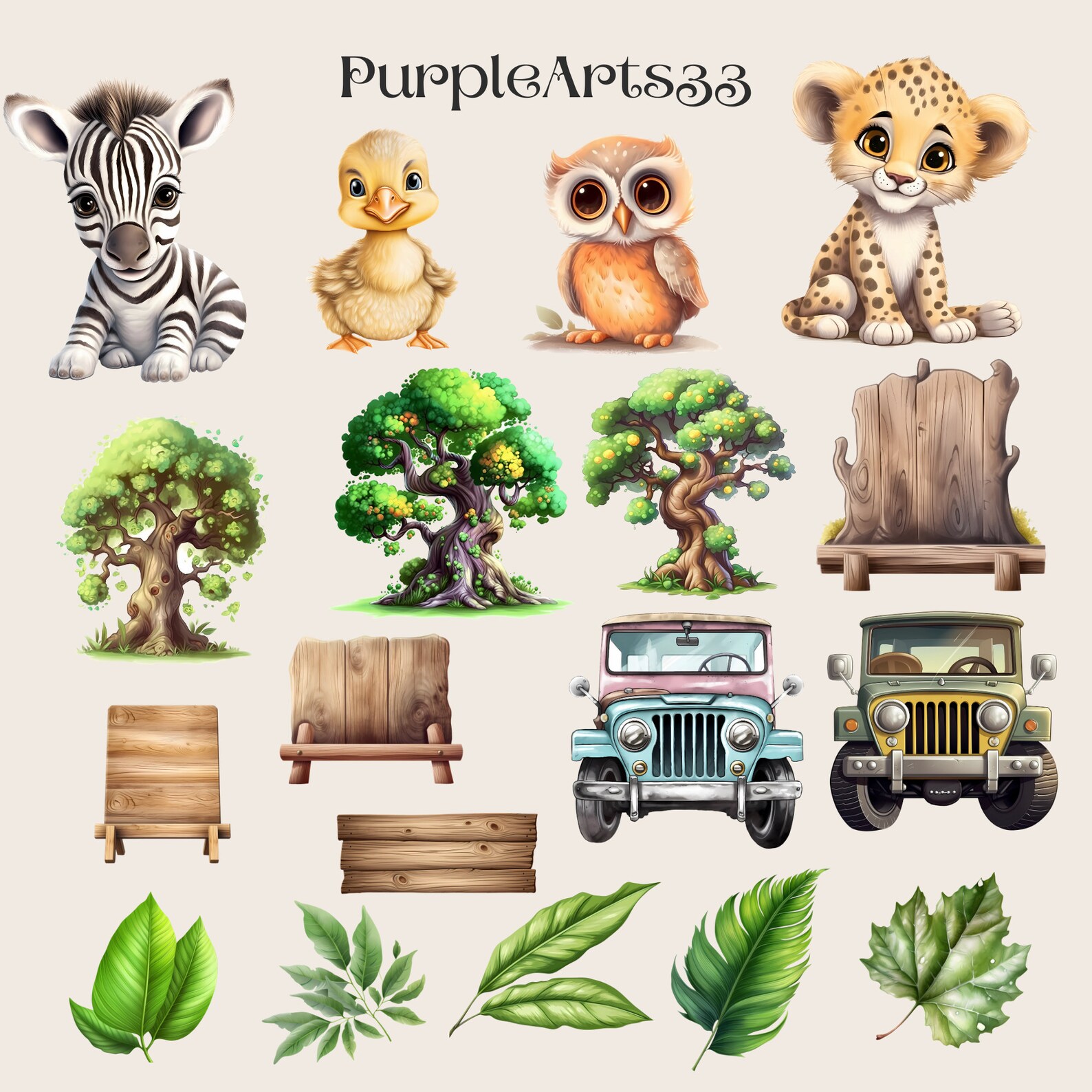 Cute Baby Animals PNG Clipart Bundle Nursery Art Kids Birthday Baby ...