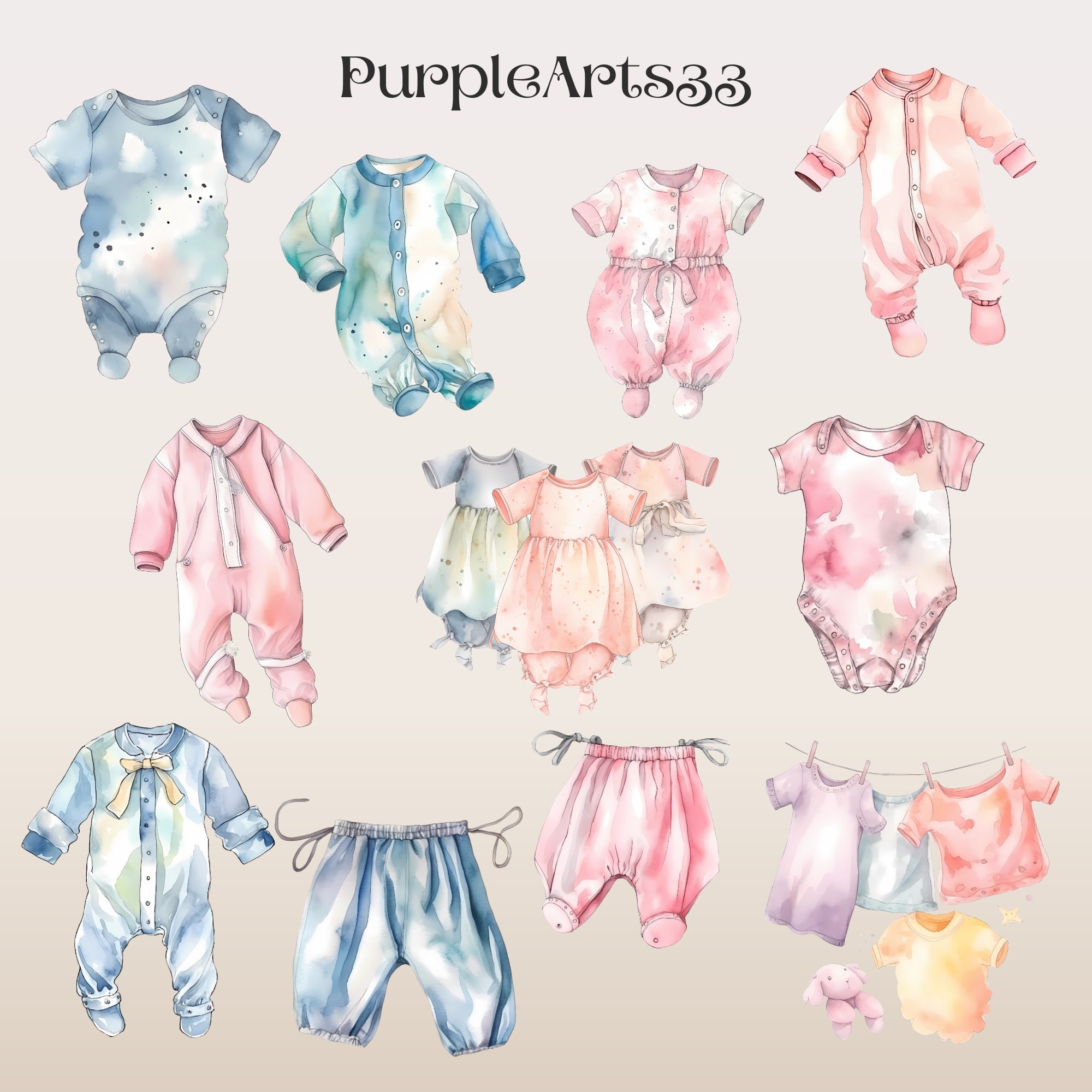 Baby Shower Bundle PNG Watercolor Clipart Newborn Baby Nursery PNG ...