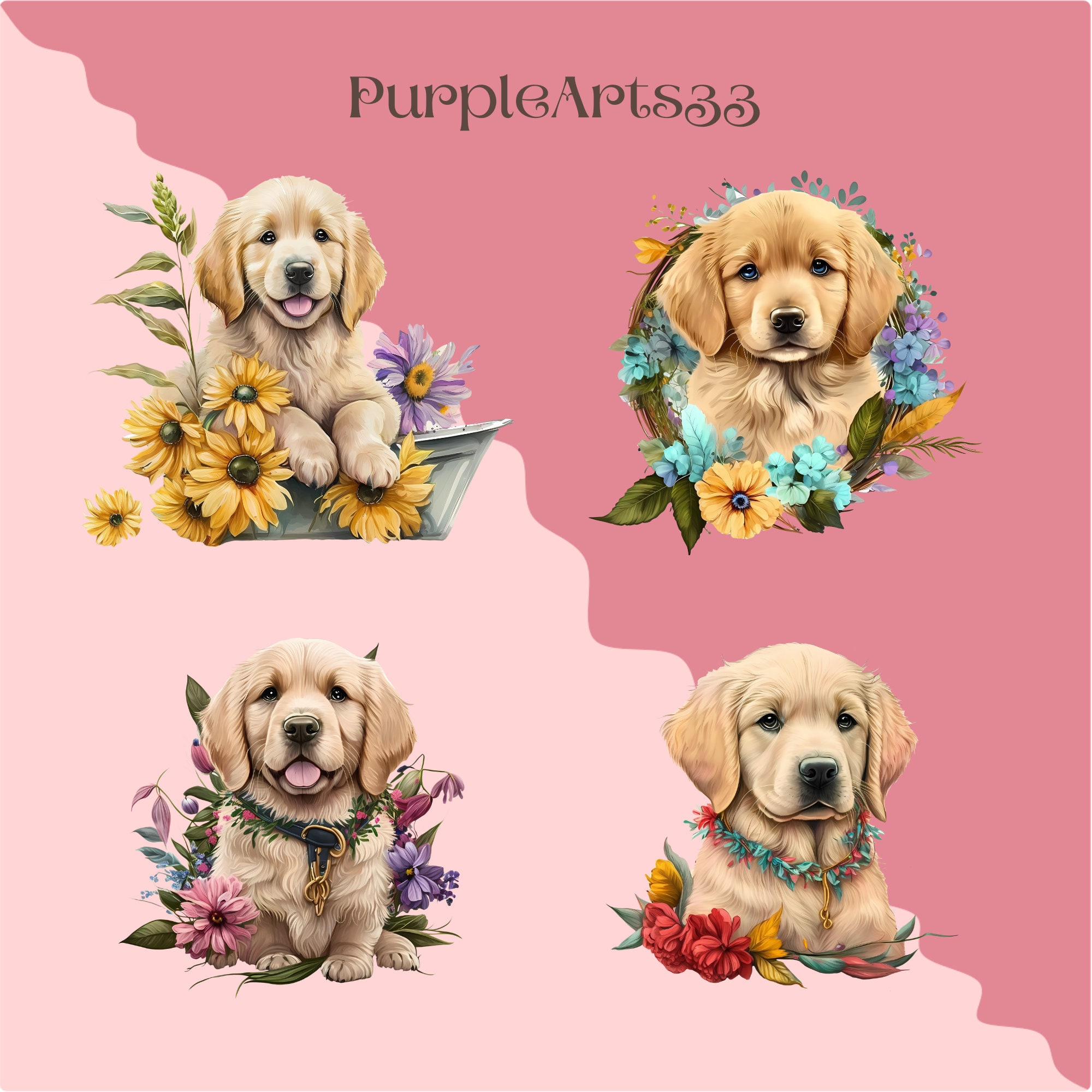 Golden Retriever Puppy PNG Clipart Cute Dog Digital Illustration Junk ...