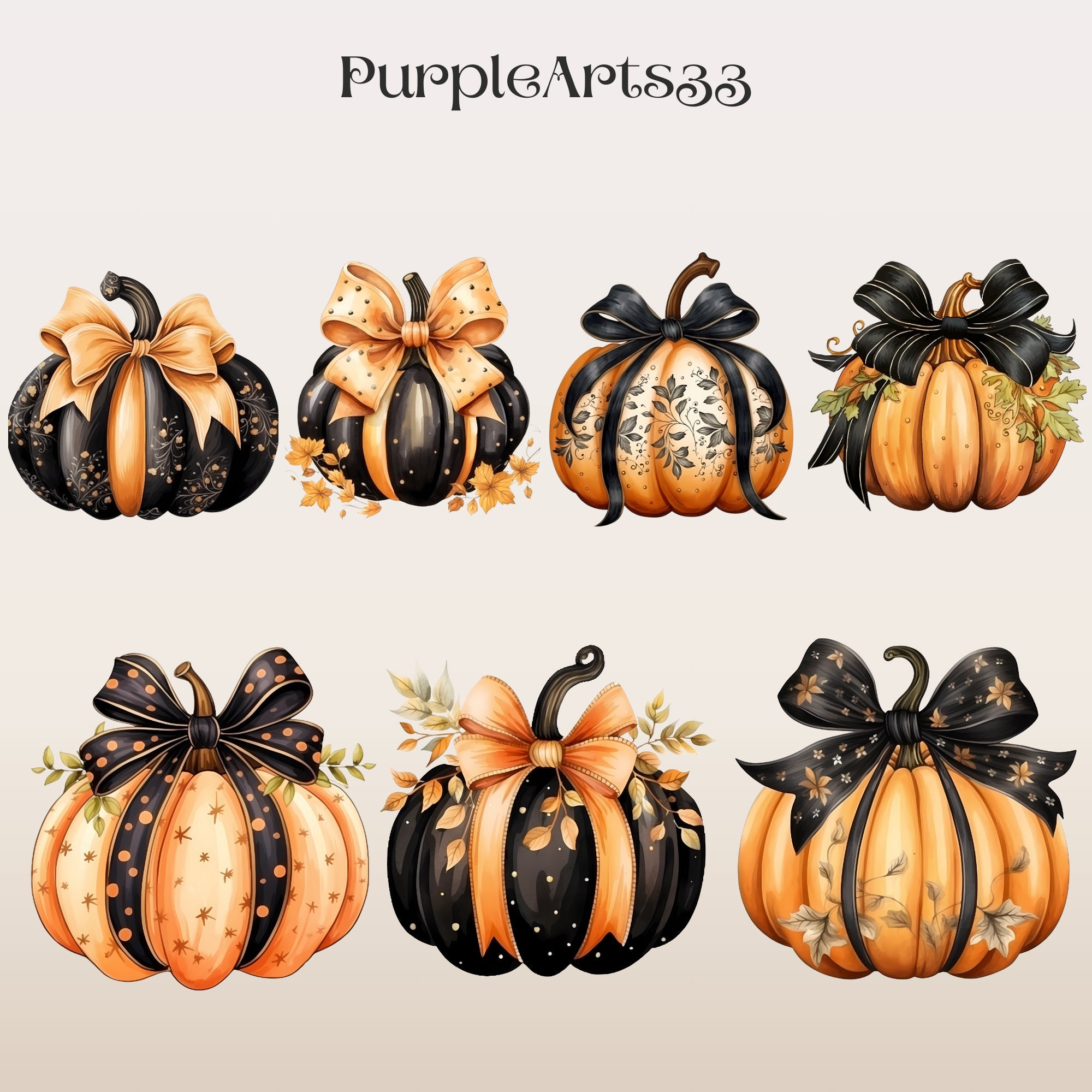 Pumpkin Watercolor Clipart PNG Halloween Pumpkin Clipart Art - Etsy