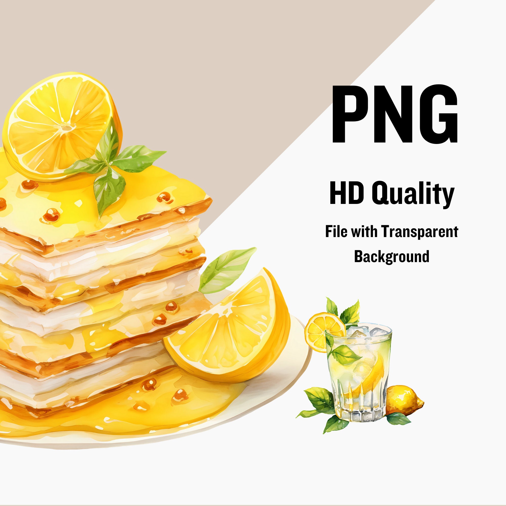 Lemon Watercolor PNG Clipart Bundle Summer Lemon Art Card Graphic ...