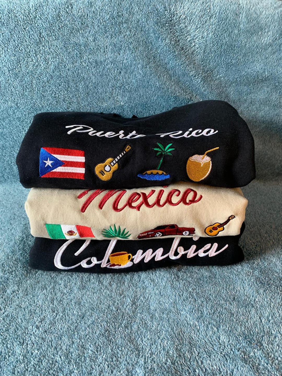 Hispanic PR Mexico Colombia Cultural Sweater Embroidered Sweatshirt - Etsy