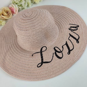 Personalised Embroidered Floppy Beach Hat, Honeymoon Hat, Bride to Be ...