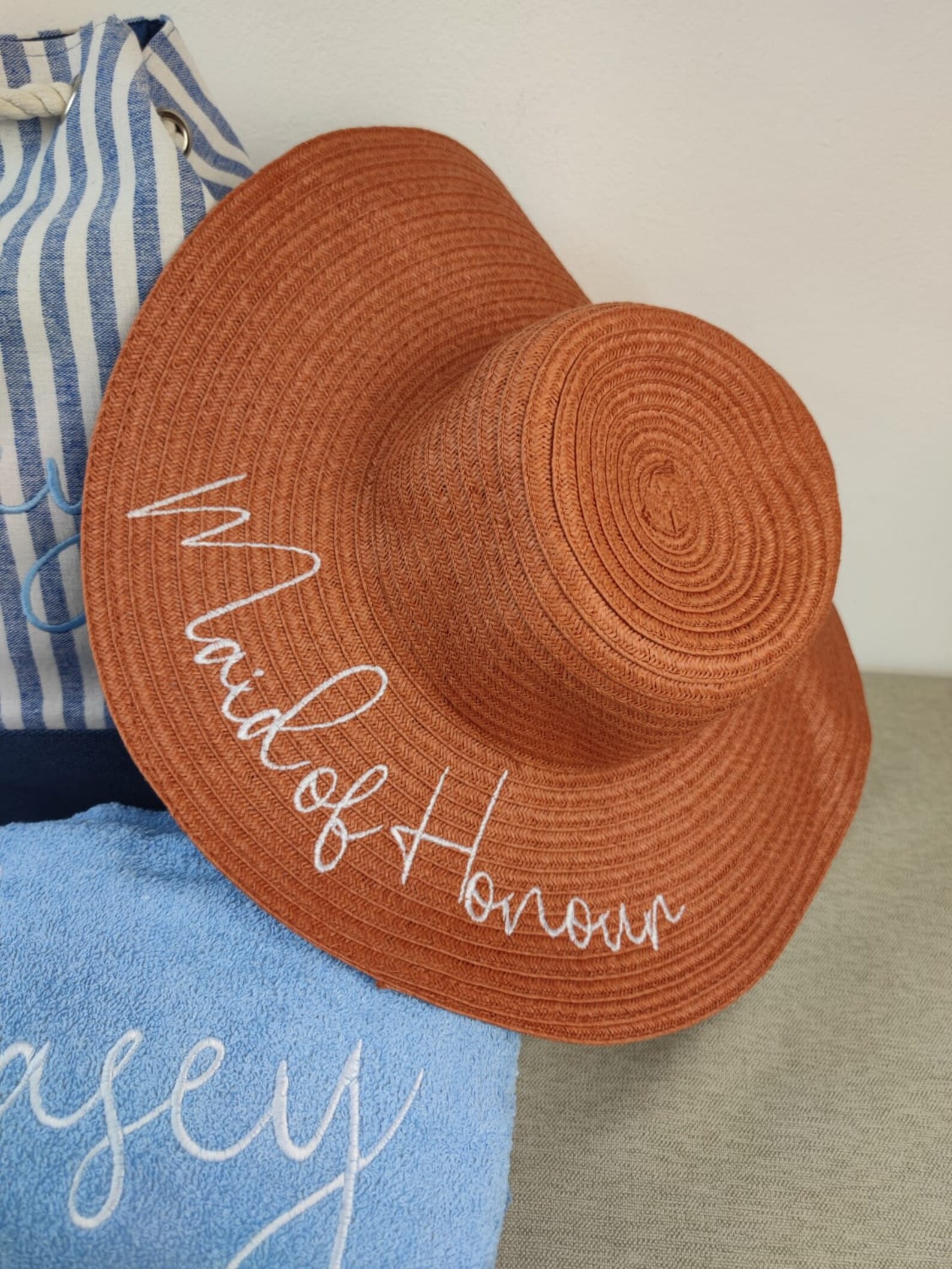 Personalised Embroidered Floppy Beach Hat, Honeymoon Hat, Bride to Be ...