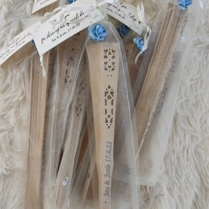 Personalised Wedding Fans Personalised X10 With Organza Bags, Tags and ...