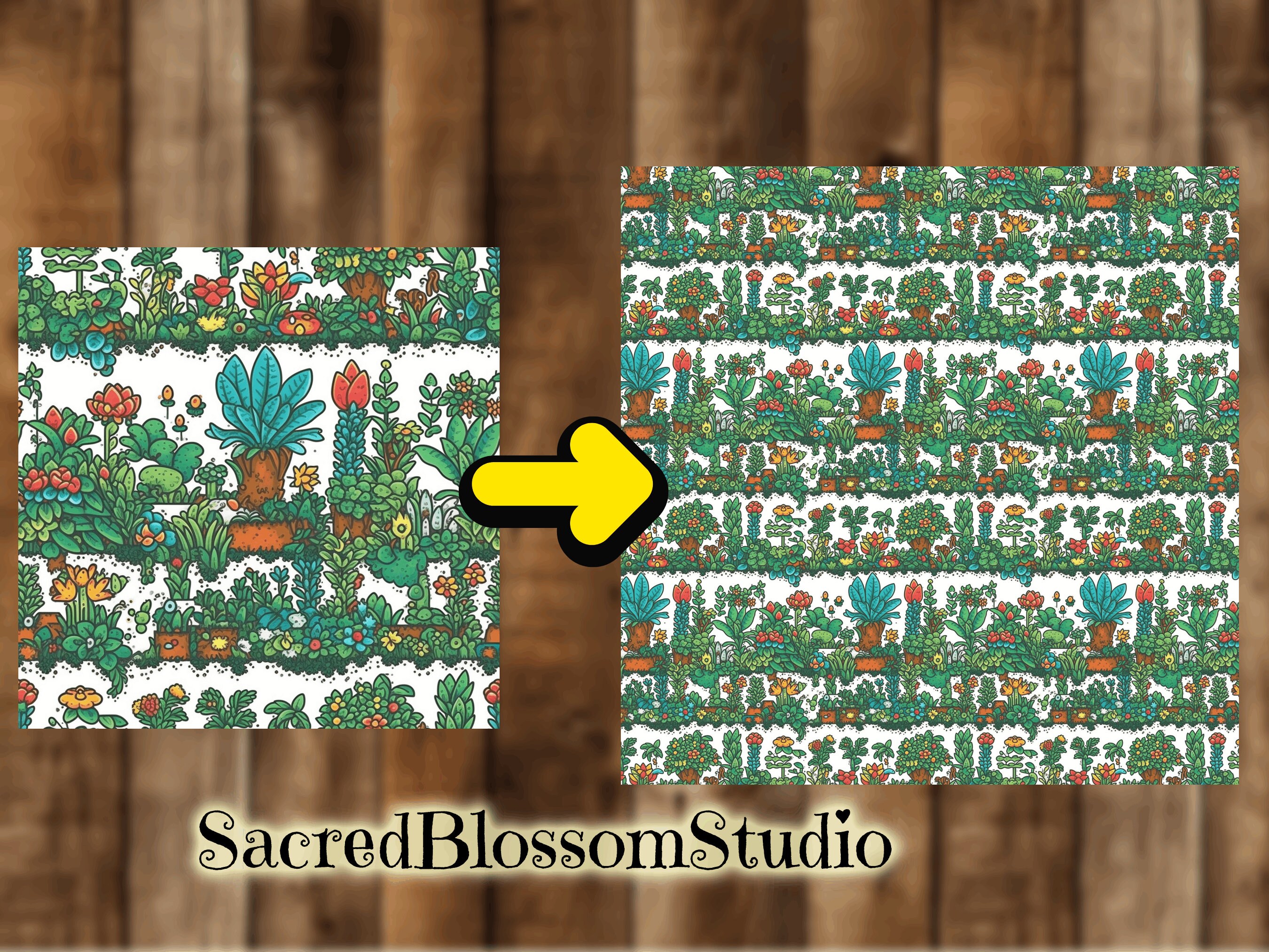Pixel Art Plant Digital Paper Bundle, Seamless Botanical Patterns ...