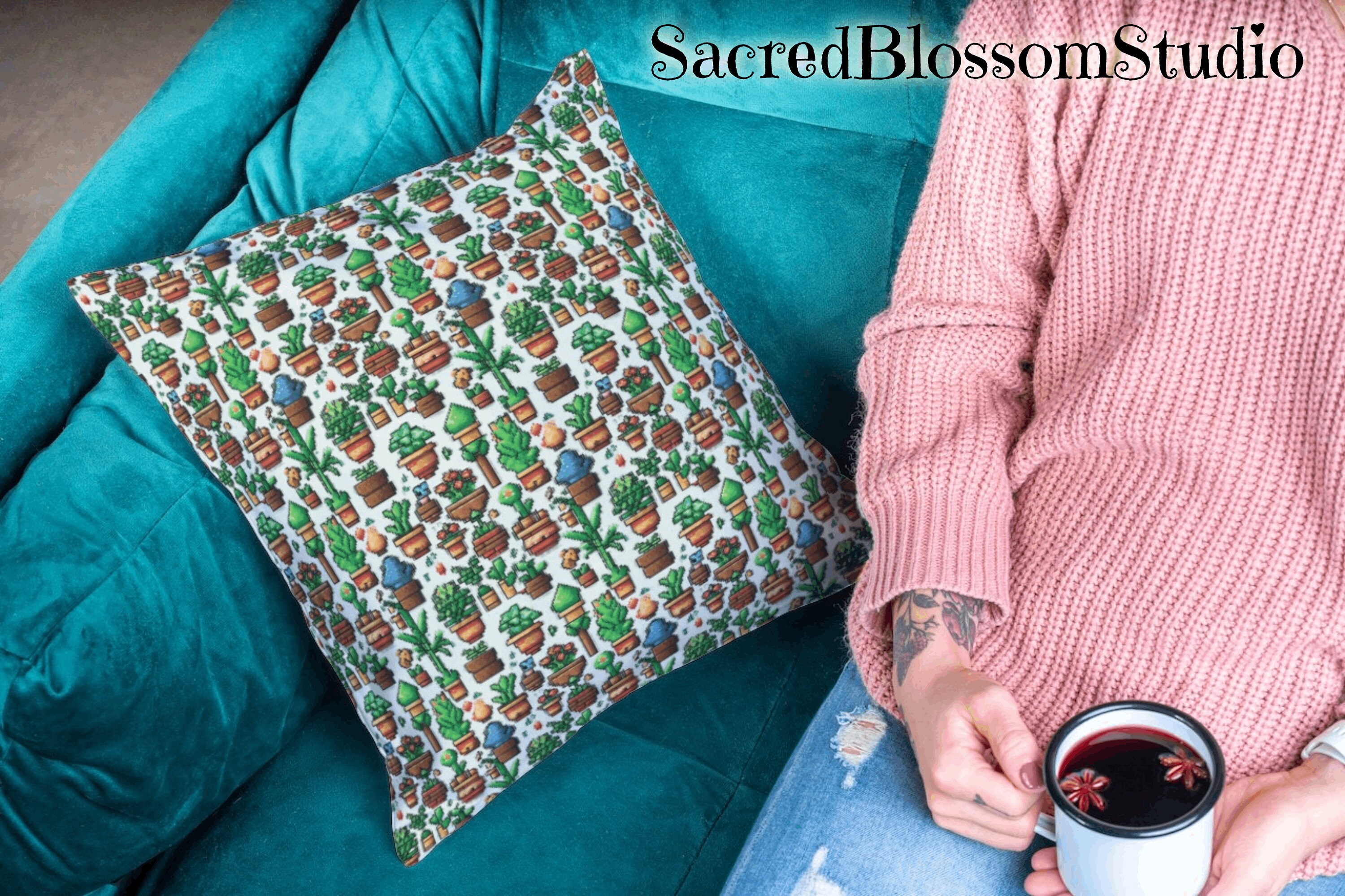 Pixel Art Plant Digital Paper Bundle, Seamless Botanical Patterns ...