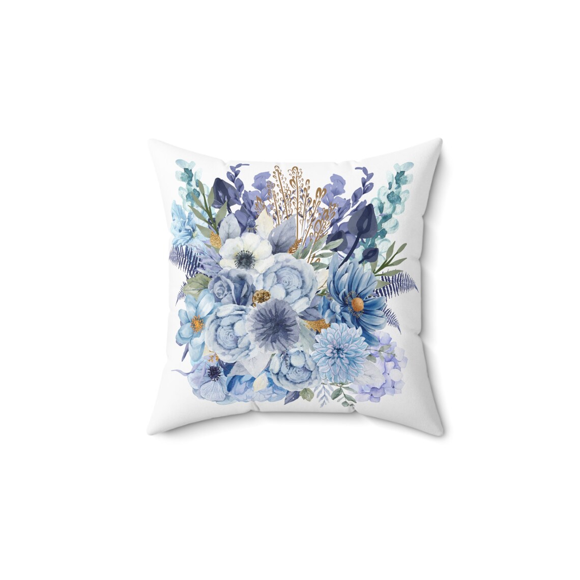 Blue Floral Bouquet Square Pillow, 14"x14" - Etsy