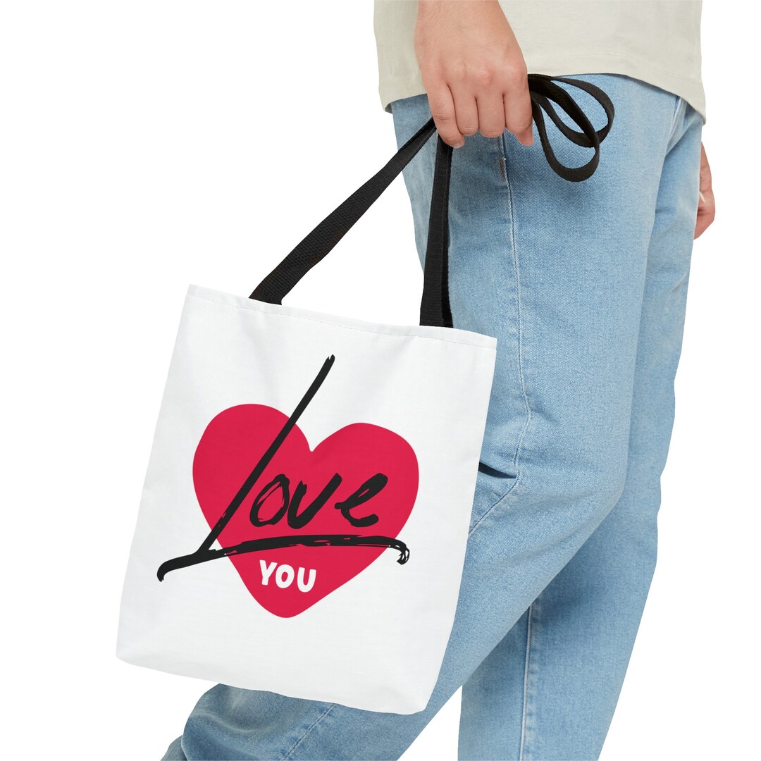 I Love You Tote Bag (AOP), Love You Tote Bag, Couple Tote Bag, Gift for ...