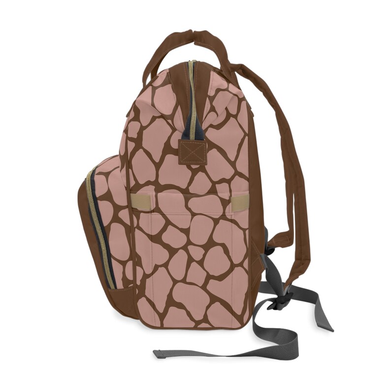 Doe-eyed Giraffe Multifunctional Diaper Bag/backpack, Brown and Mauve Giraffe Print - Etsy