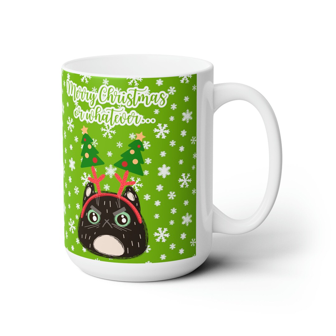 Merry Christmas or Whatever Grouchy Cat Holiday Un-holiday - Etsy