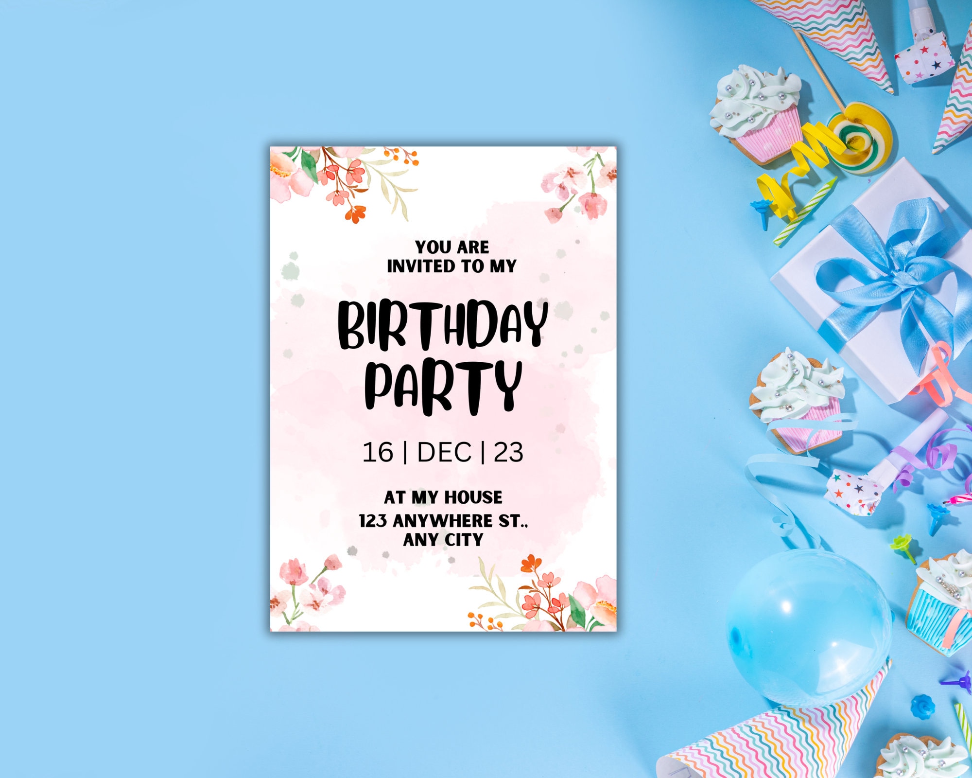 Editable Birthday Party Invitation, Birthday Party Invitation, Birthday ...