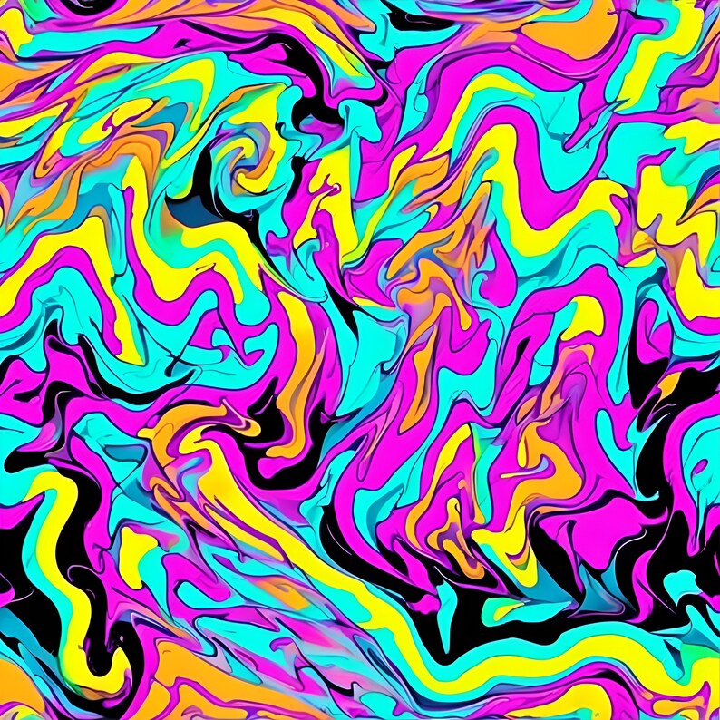 Seamless Patterns - 80s Neon Psychedelic Ripples - Etsy
