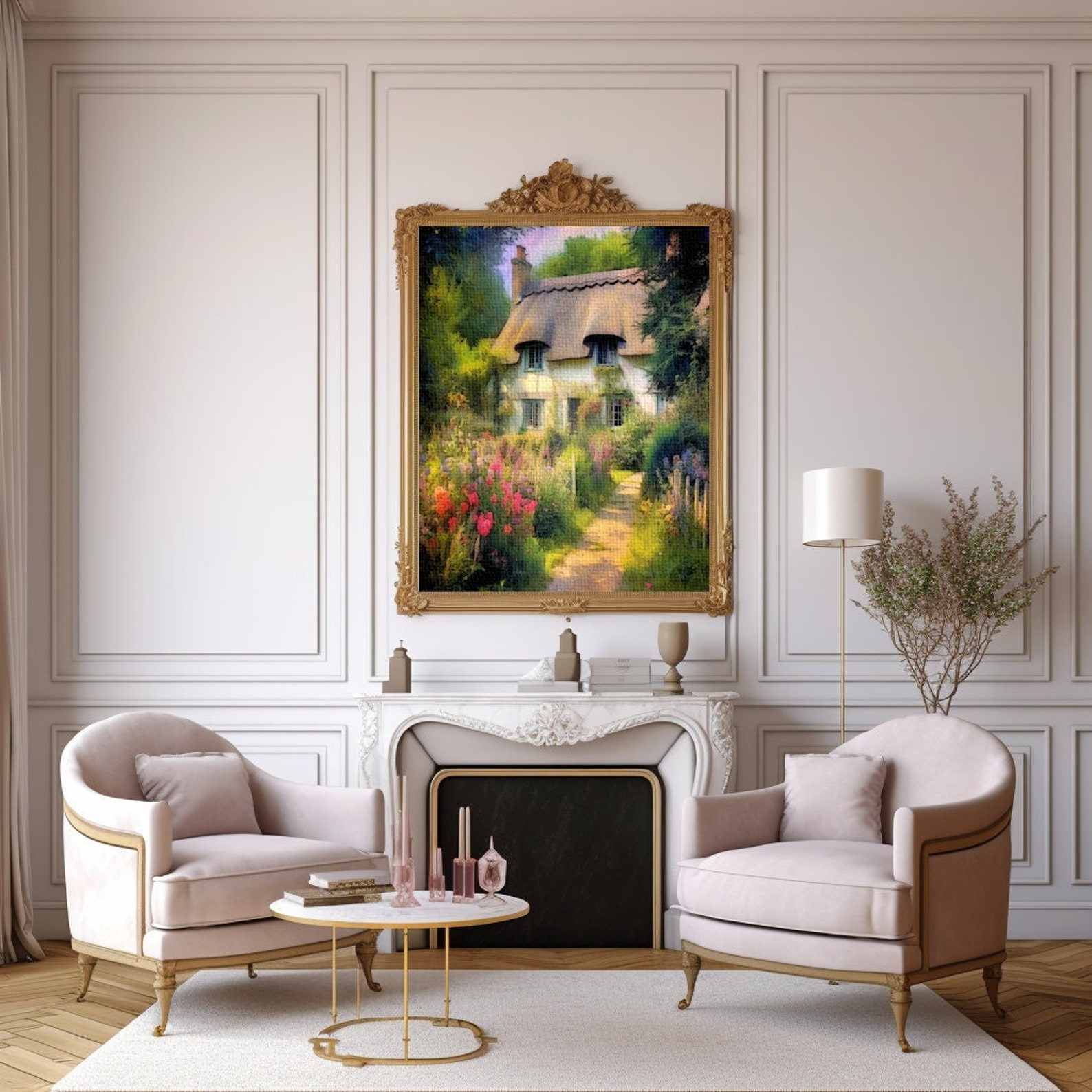 Vintage English Country Cottage - Abstract-perfect for Living Room or ...