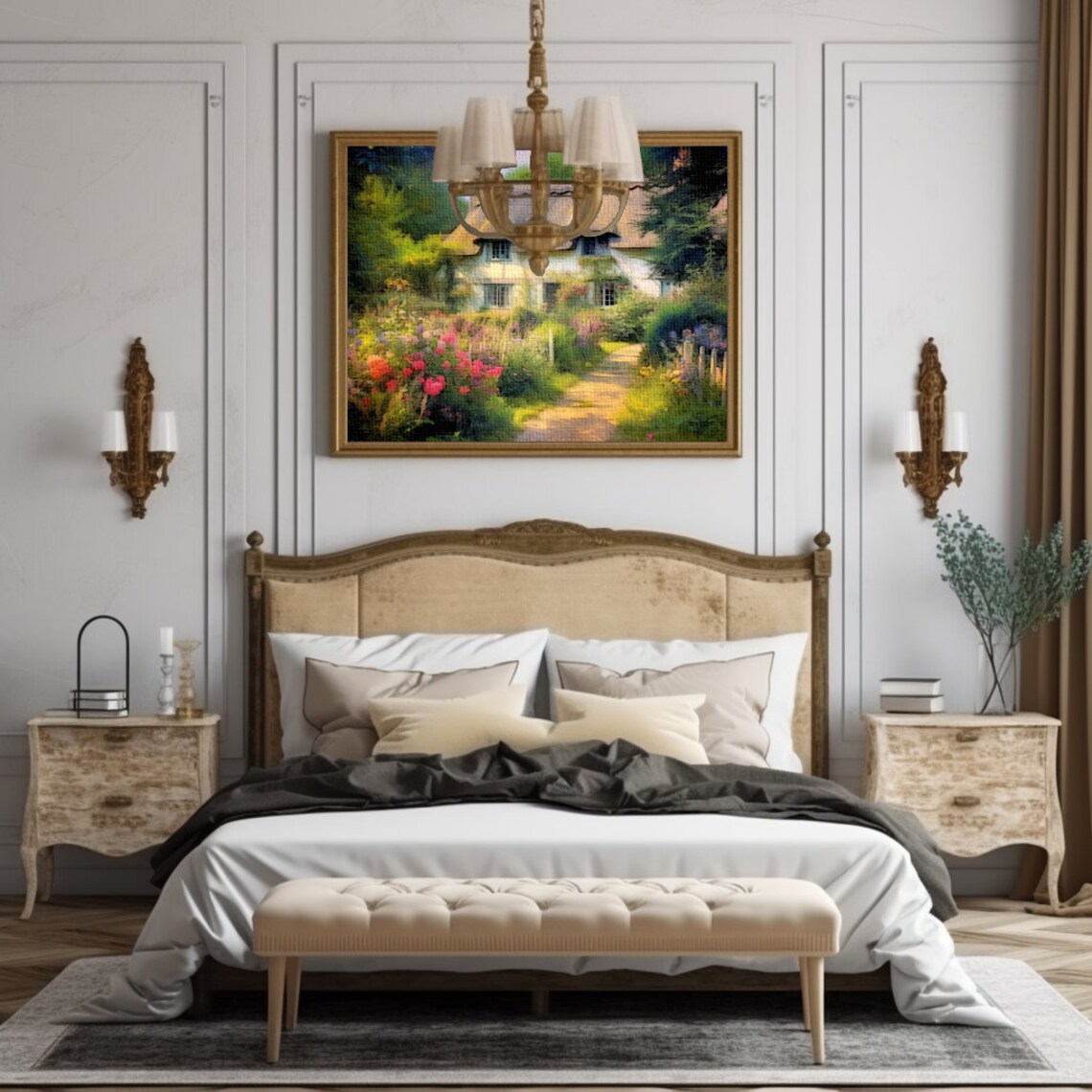 Vintage English Country Cottage - Abstract-perfect for Living Room or ...