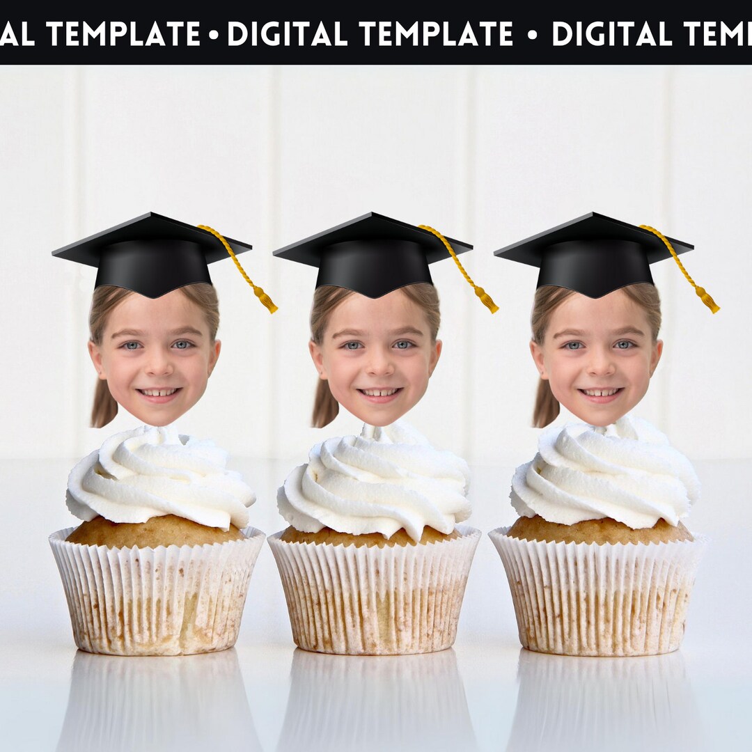 Digital Graduation Cupcake Toppers, Personalized Cupcake Toppers, Grad ...