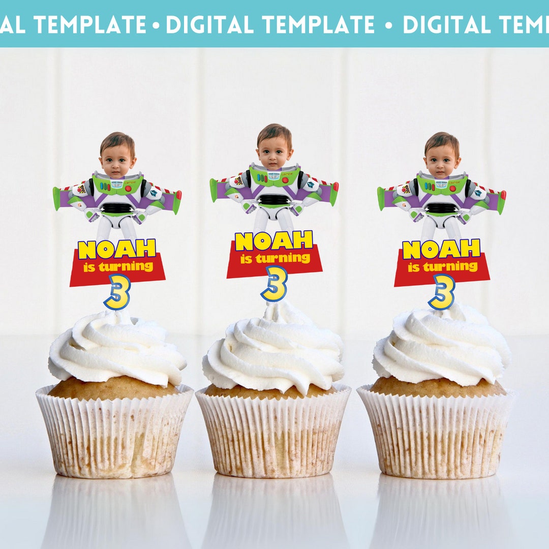 Digital Buzz Cupcake Toppers, Toy Story Face Cupcake Toppers, Buzz ...