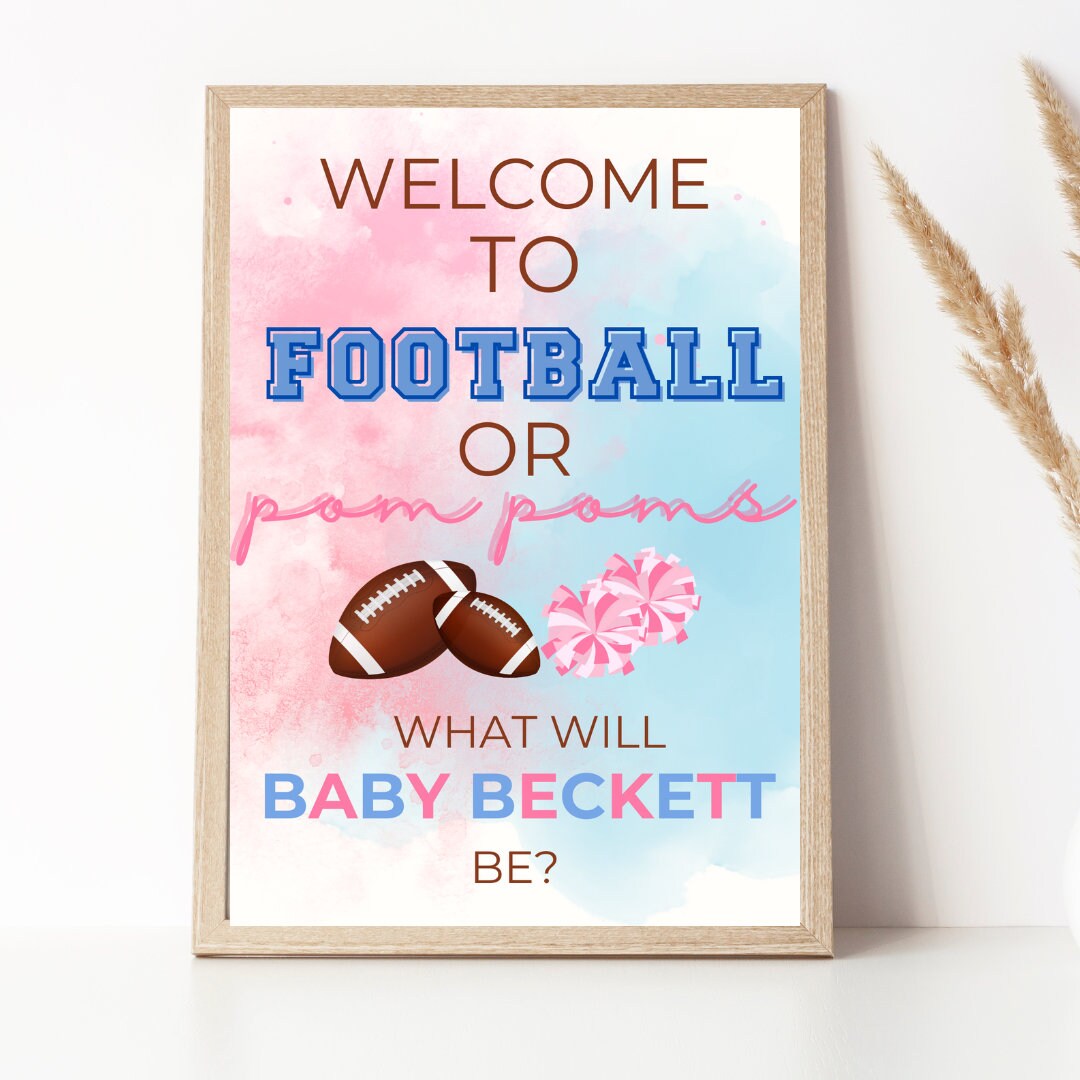 Football or Poms Poms Gender Reveal Welcome Sign,touchdown or Poms Poms ...