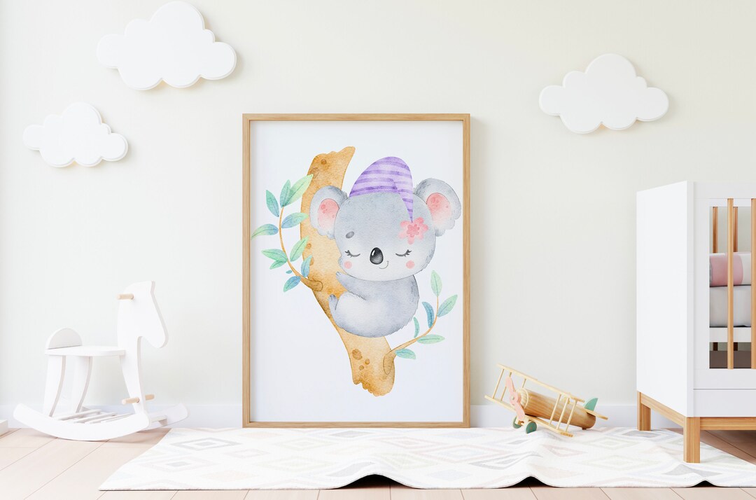 Sleepy Koala Nursery Printable Room Poster, Eucalyptus Dreamtime ...