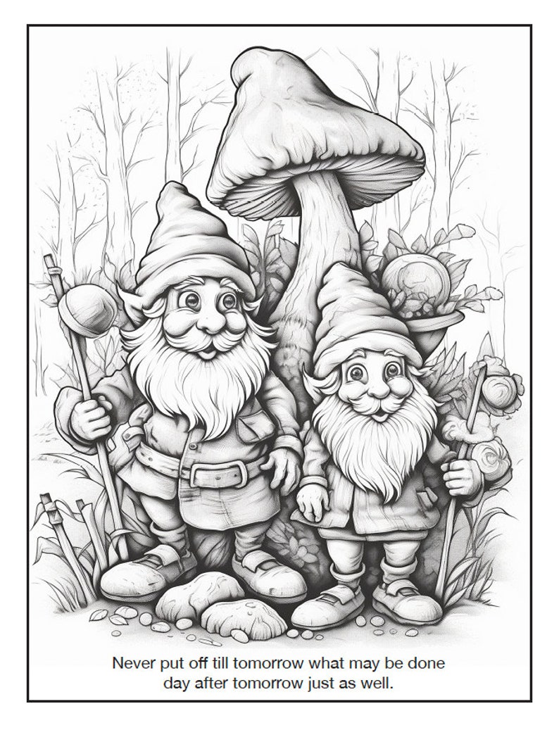 Cute Gnomes, Coloring Pages for Adults, Gnome Life, 40 Coloring Pages ...