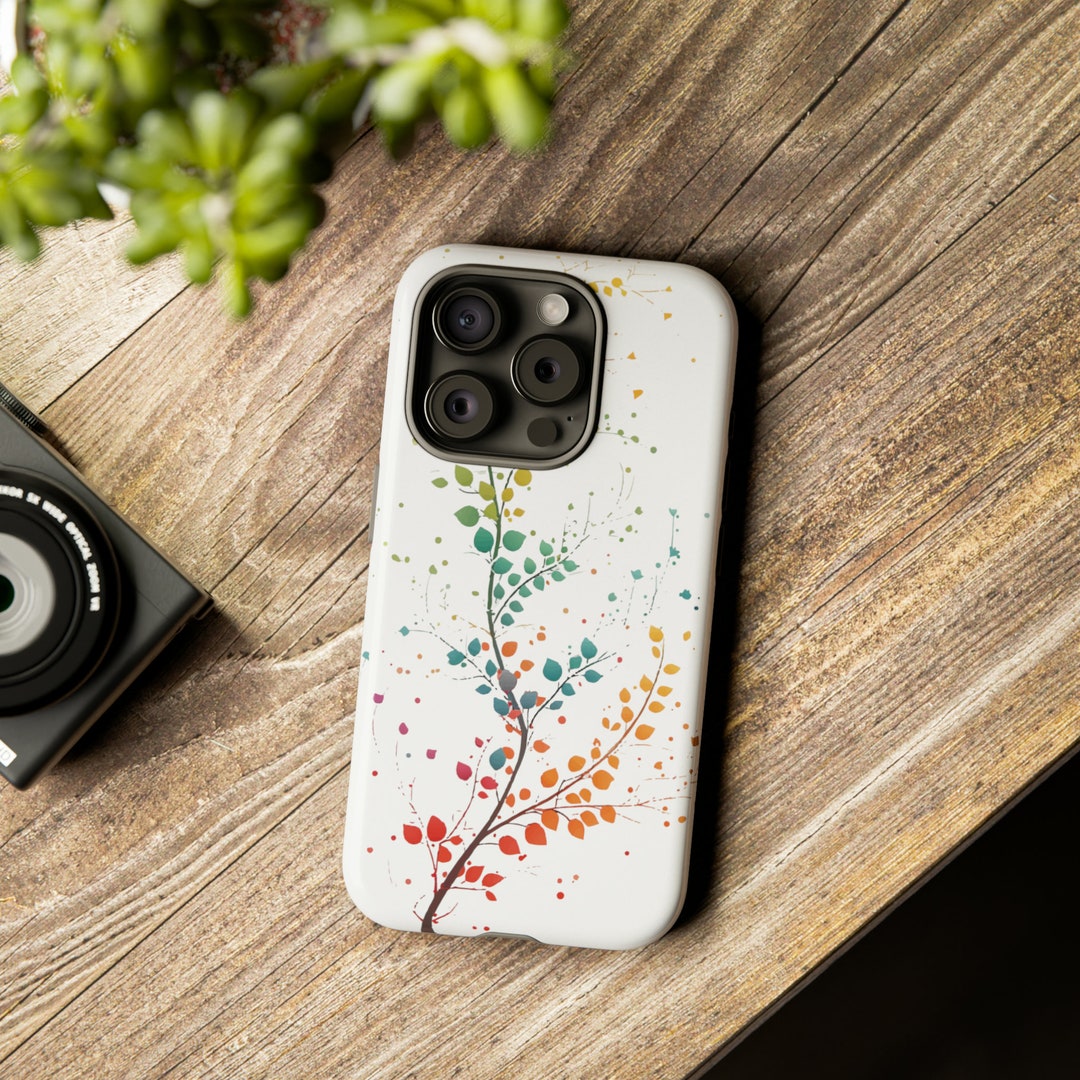 Colorful Watercolor Plant Design Phone Case, Artistic Botanical ...