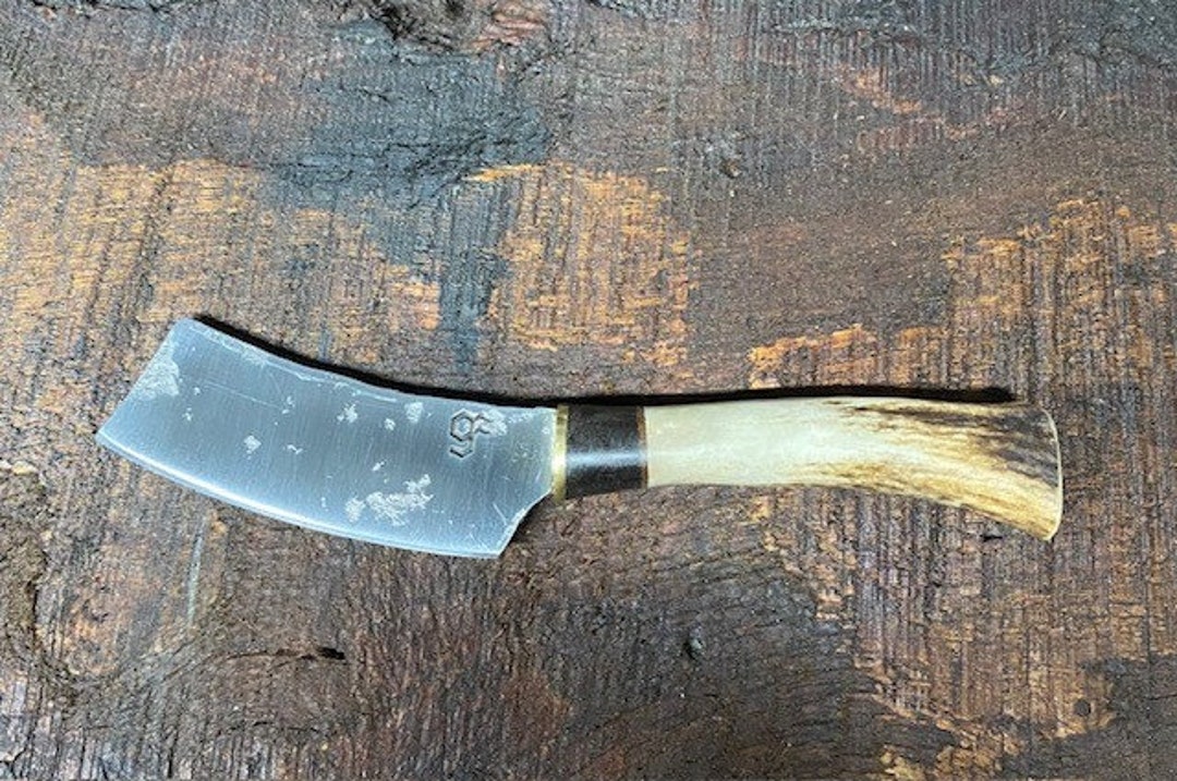 Hand Forged Cheese/herb Cutter With Deer Antler Handle - Etsy