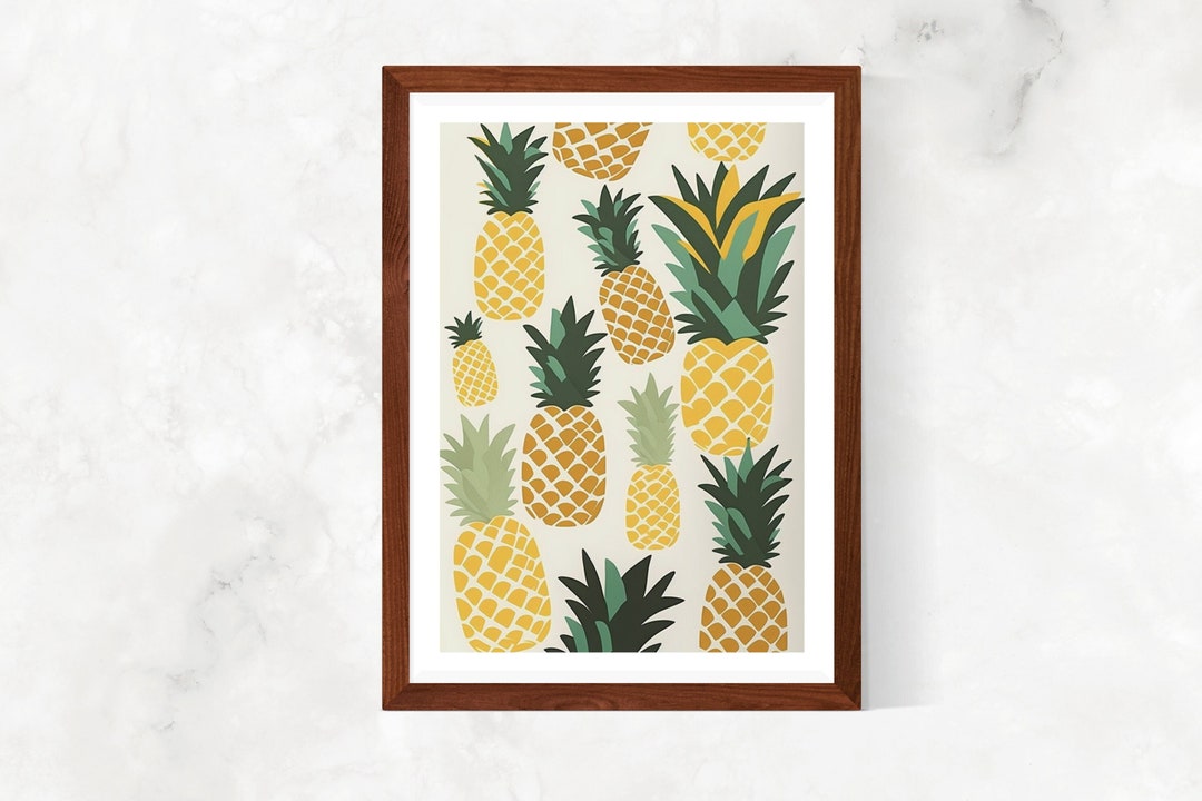 Pineapples 1960's Mod Art Inspired Print - Vintage Style Pineapple ...