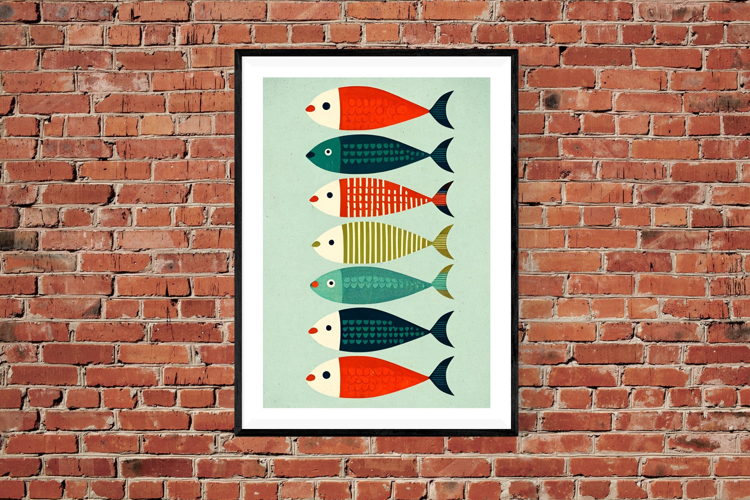Retro Midcentury 1960s Fish Illustration Print Classic Scandi ...