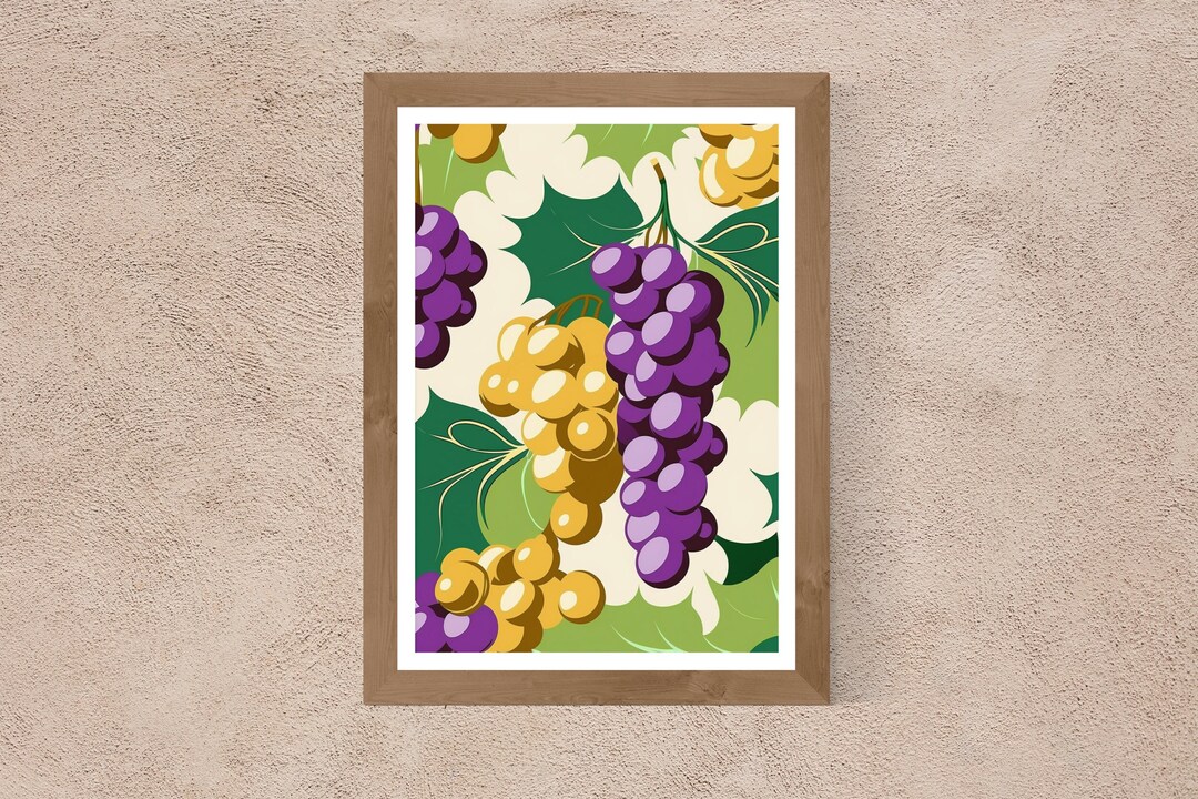 Grapes 1960's Mod Art Inspired Print - Vintage Style Grape Bunches ...