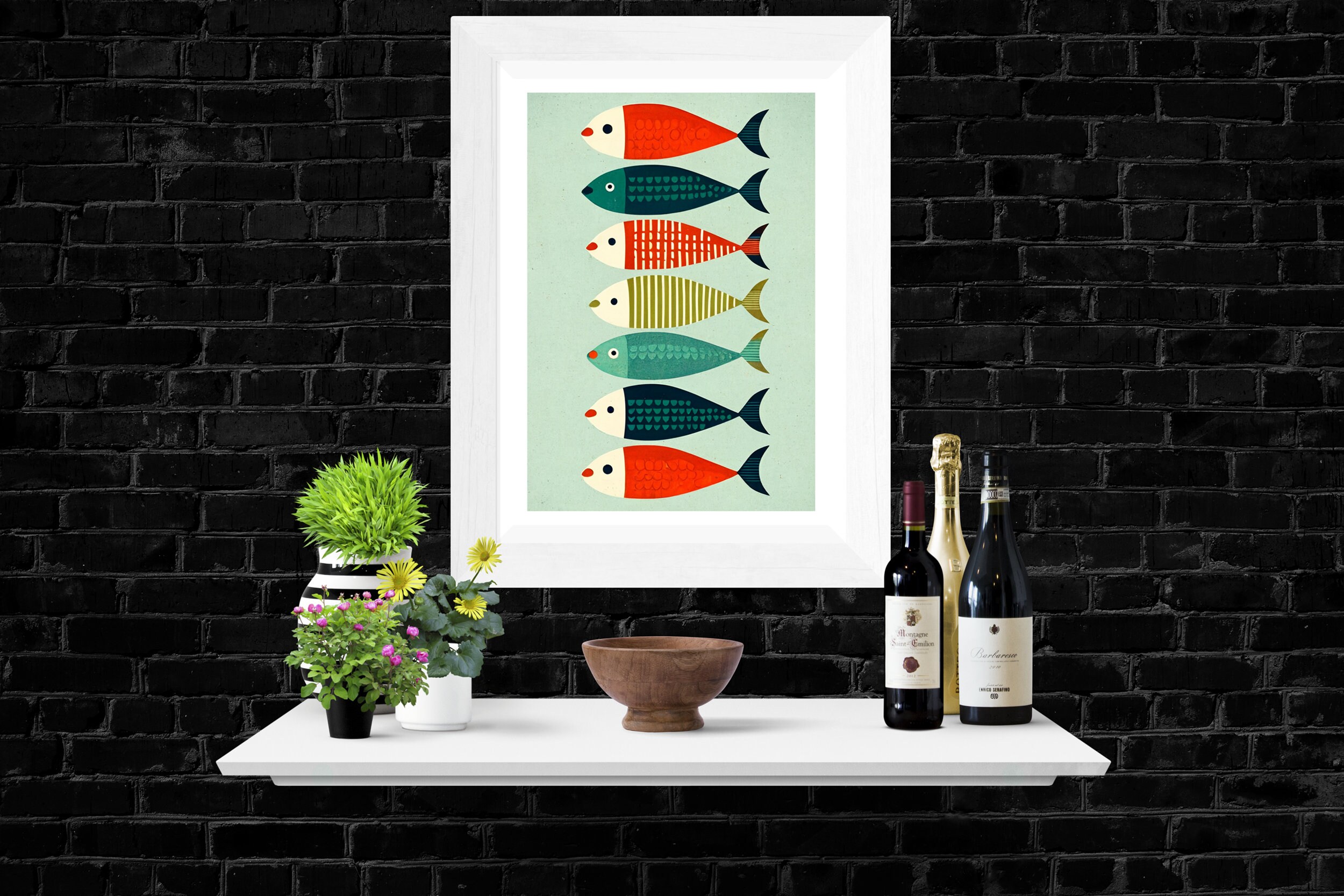 Retro Midcentury 1960s Fish Illustration Print Classic Scandi ...