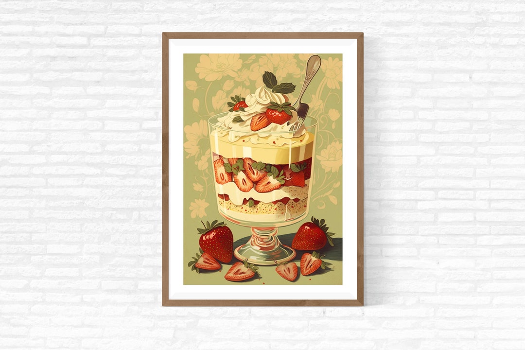 Gorgeous Layered Trifle Vintage Art Print for Home and Kitchen ...