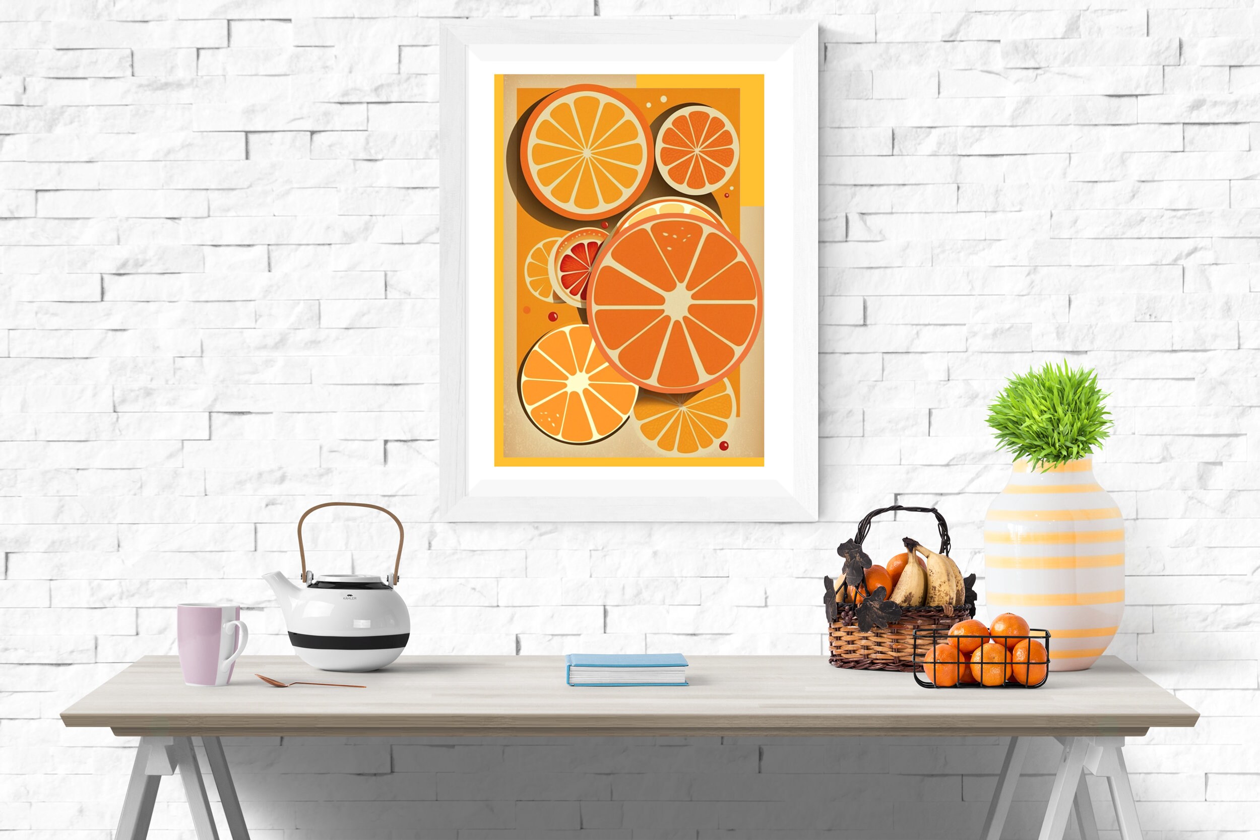 Oranges 1960's Inspired Mod Art Print - Vintage Style Fruit Prints for ...
