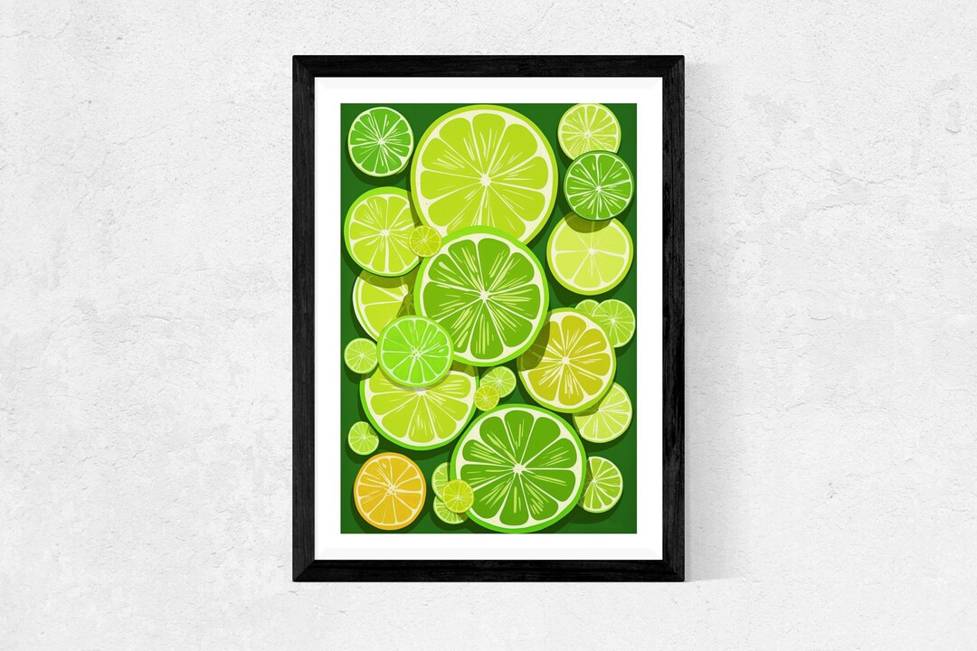 Limes 1960's Inspired Mod Art Print - Vintage Style Lime Prints for ...