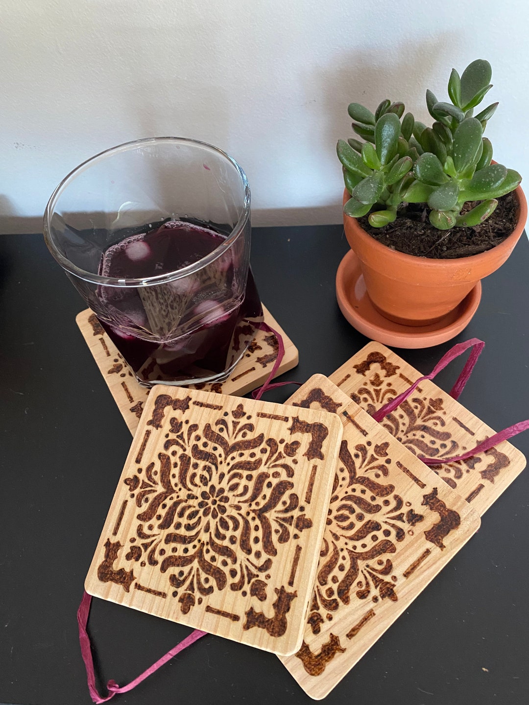 Square Mandela Coaster Set - Etsy