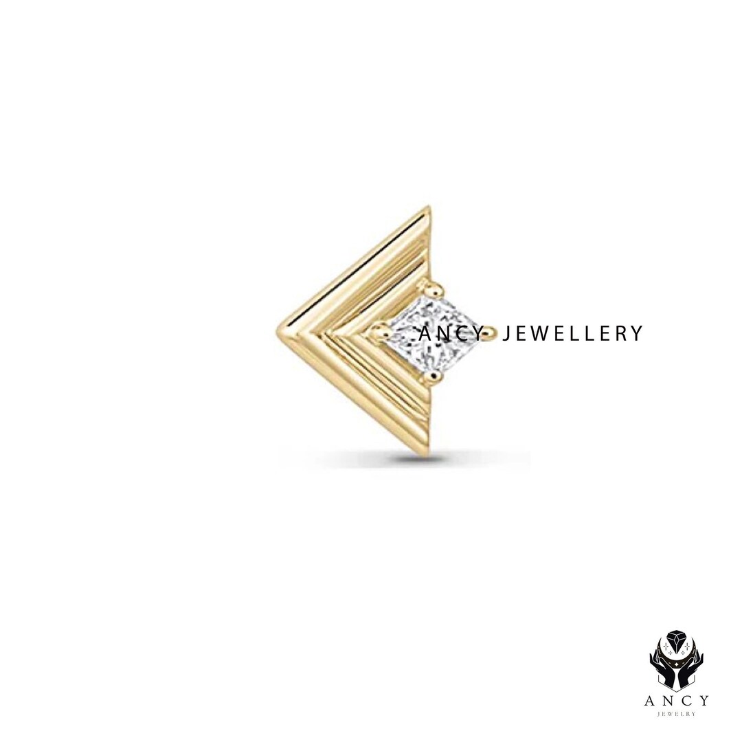 Bianca Triangular so Tiny With Earring | 14k Gold Minimalist Studs | 0 ...