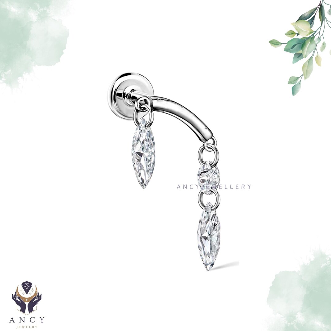 Margaret Floating Marquise and Round Diamond Drape, Unique Ear Set up ...