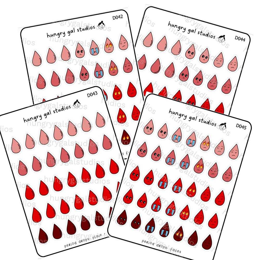 Period Drops/faces Planner Stickers Matte White - Etsy