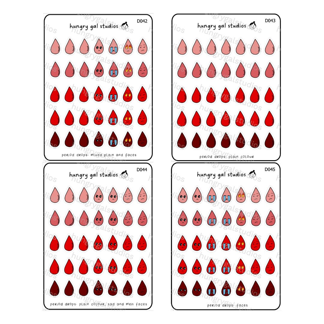 Period Drops/faces Planner Stickers Matte White - Etsy