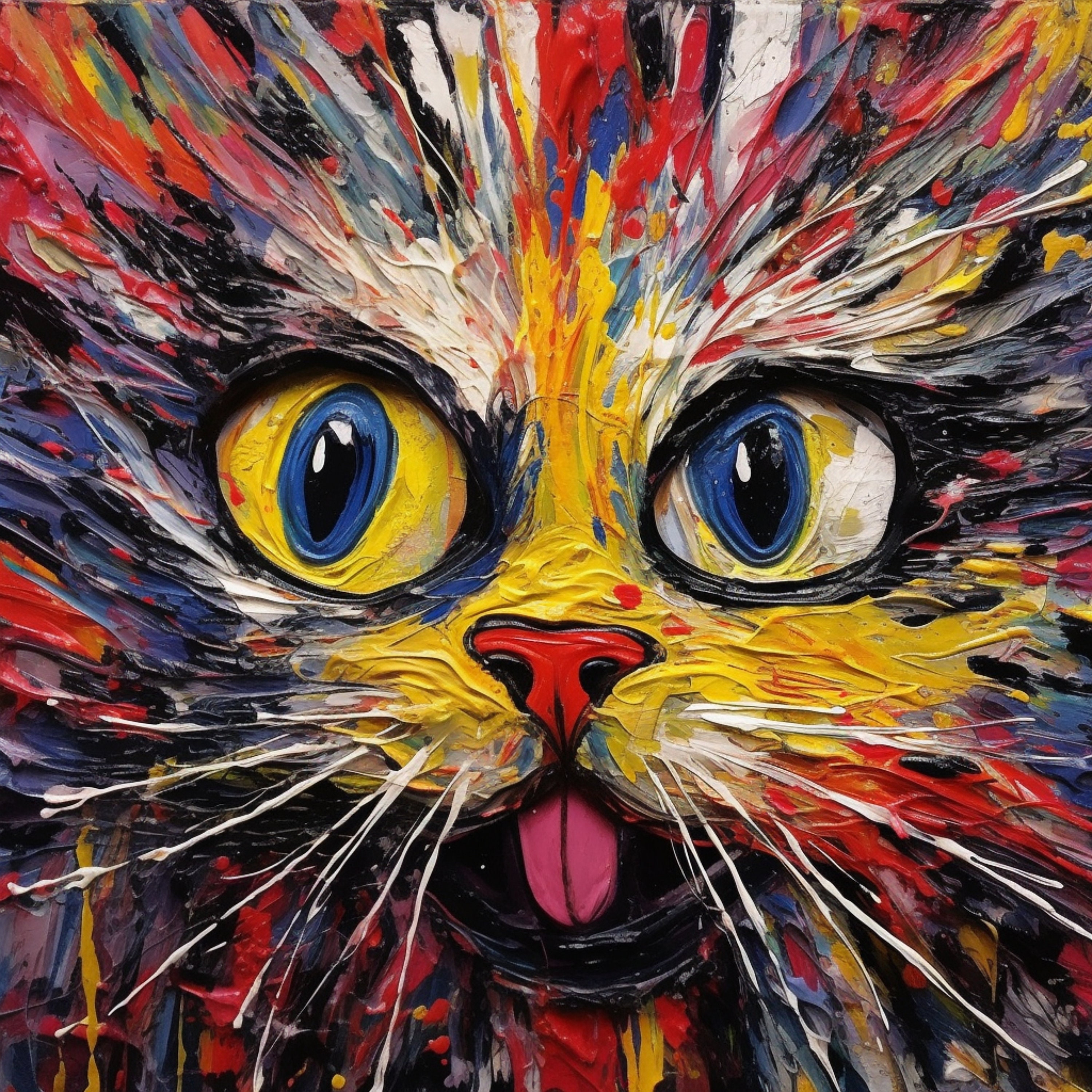 Neo Expressionism Cat PNG JPG and SVG Digital Files - Etsy