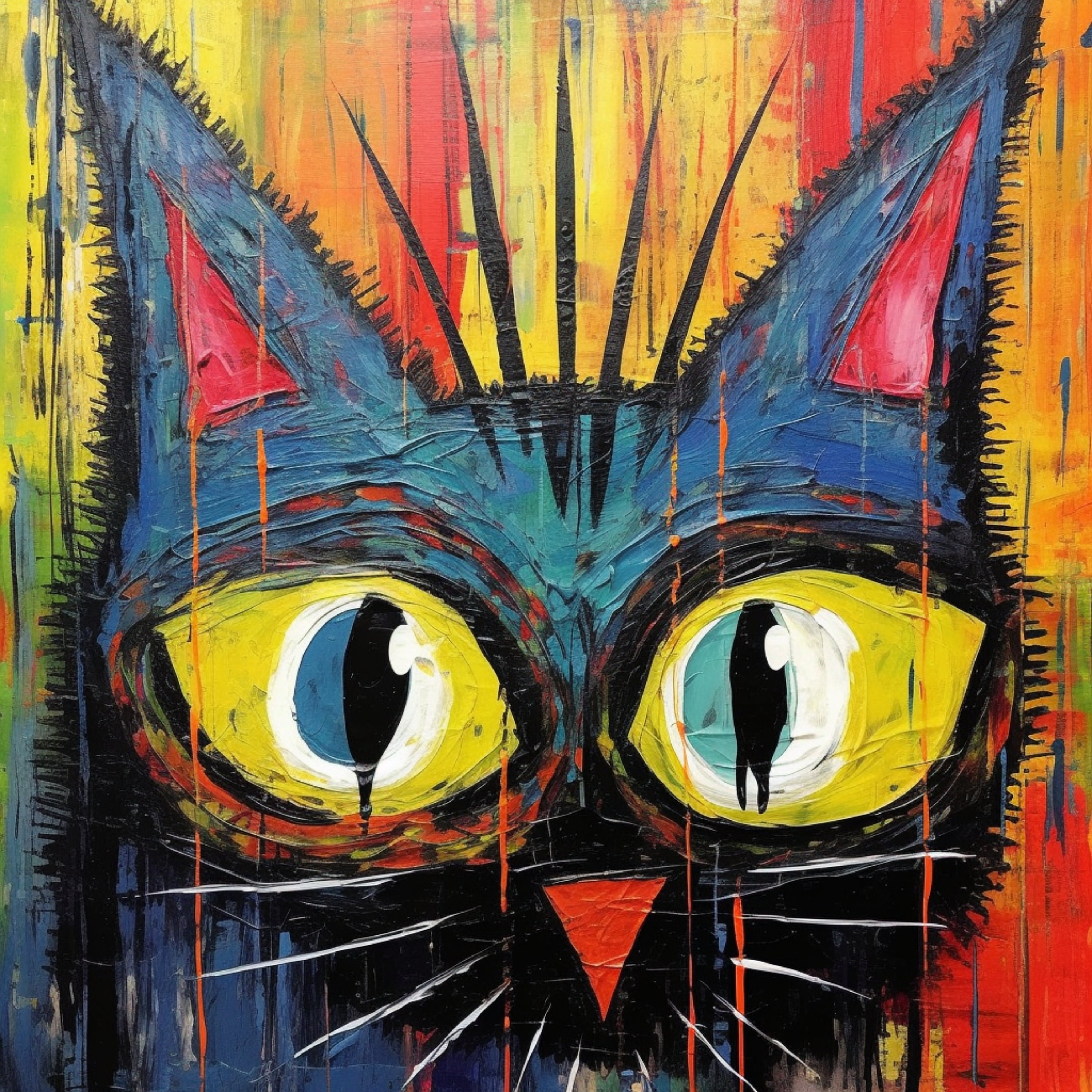 Neo Expressionism Cat PNG JPG and SVG Digital Files - Etsy
