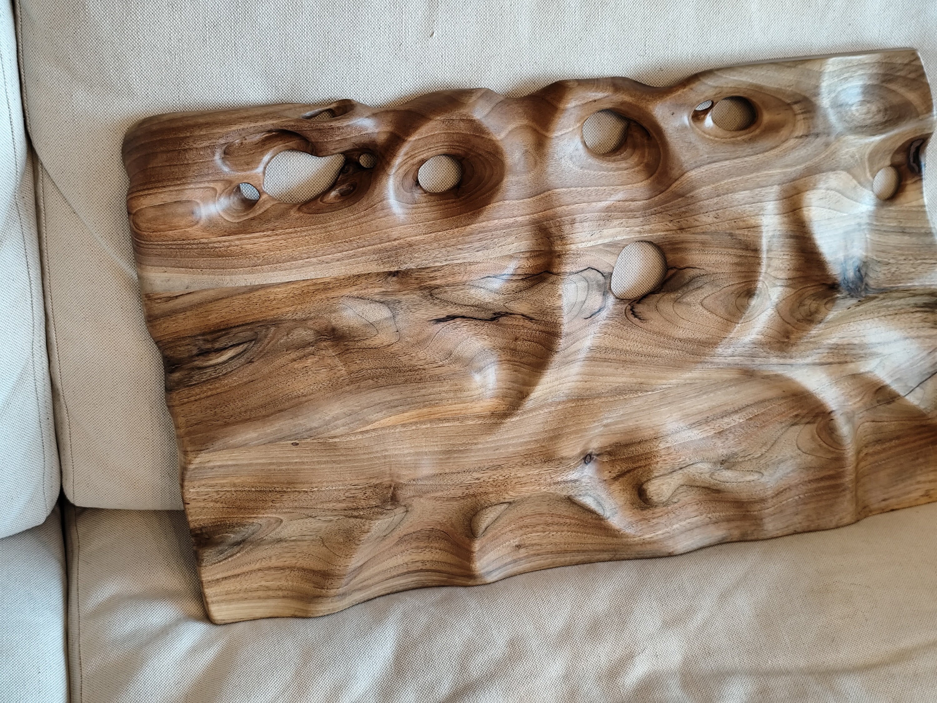 Hand-carved Wooden Walnut Wall Hanging Décor Organic Art Abstract ...